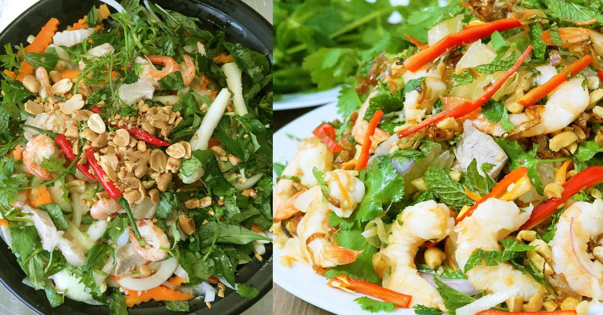 Cách làm gỏi bồn bồn tôm thịt chua ngọt đậm vị Nam bộ
